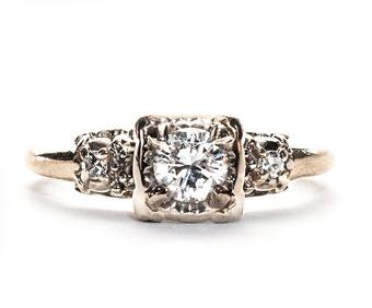 White Gold Vintage Engagement Rings | Trumpet & Horn