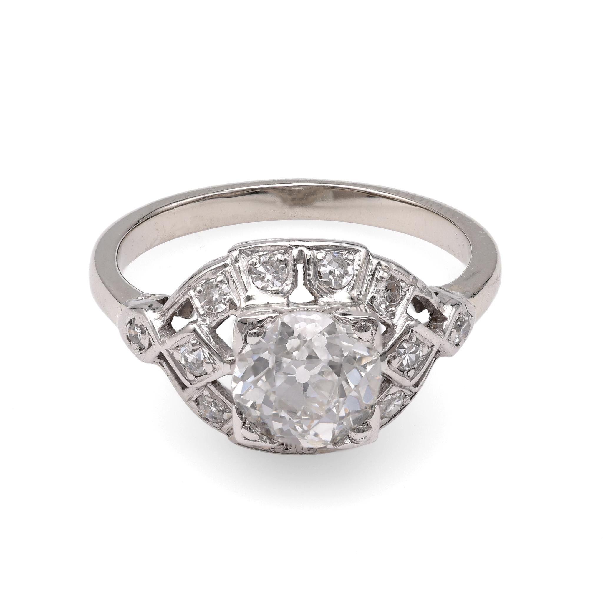 Art Deco Platinum Diamond Ring – Trumpet & Horn