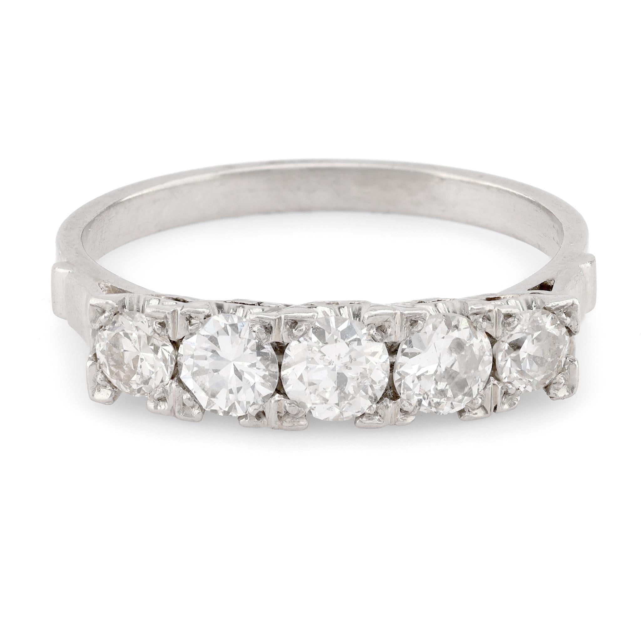 Art Deco Style Diamond Platinum Half Eternity Band – Trumpet & Horn