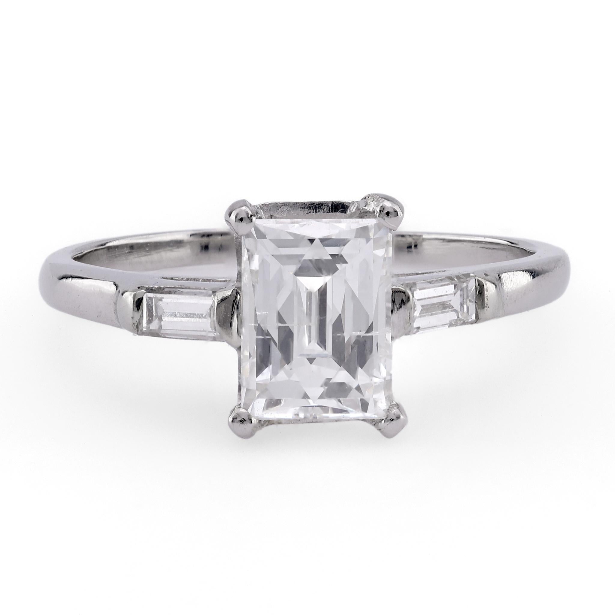Vintage GIA 1.03 Carat Diamond Platinum Engagement Ring – Trumpet & Horn