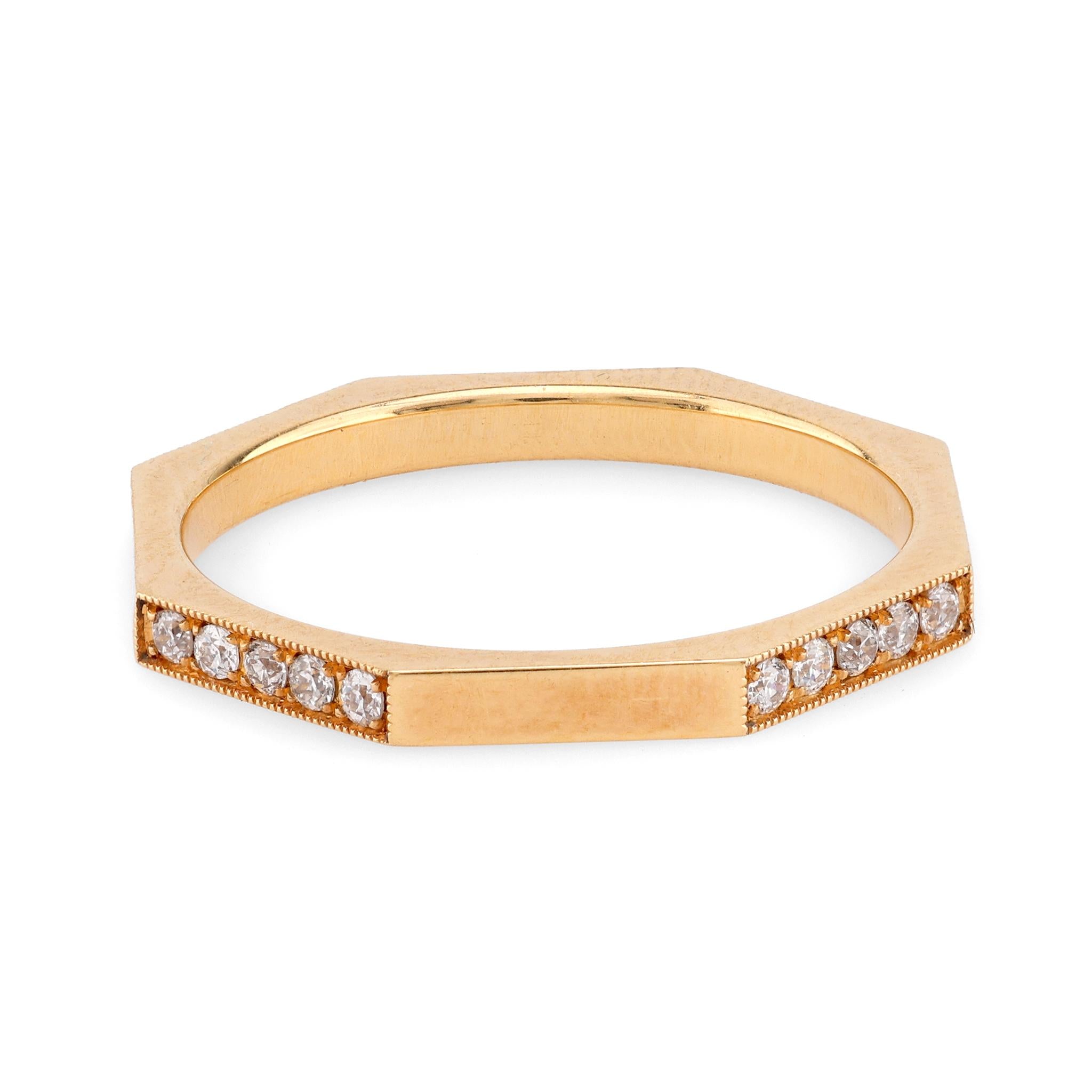 Modern Diamond 18K Yellow Gold Eternity Ring – Trumpet & Horn