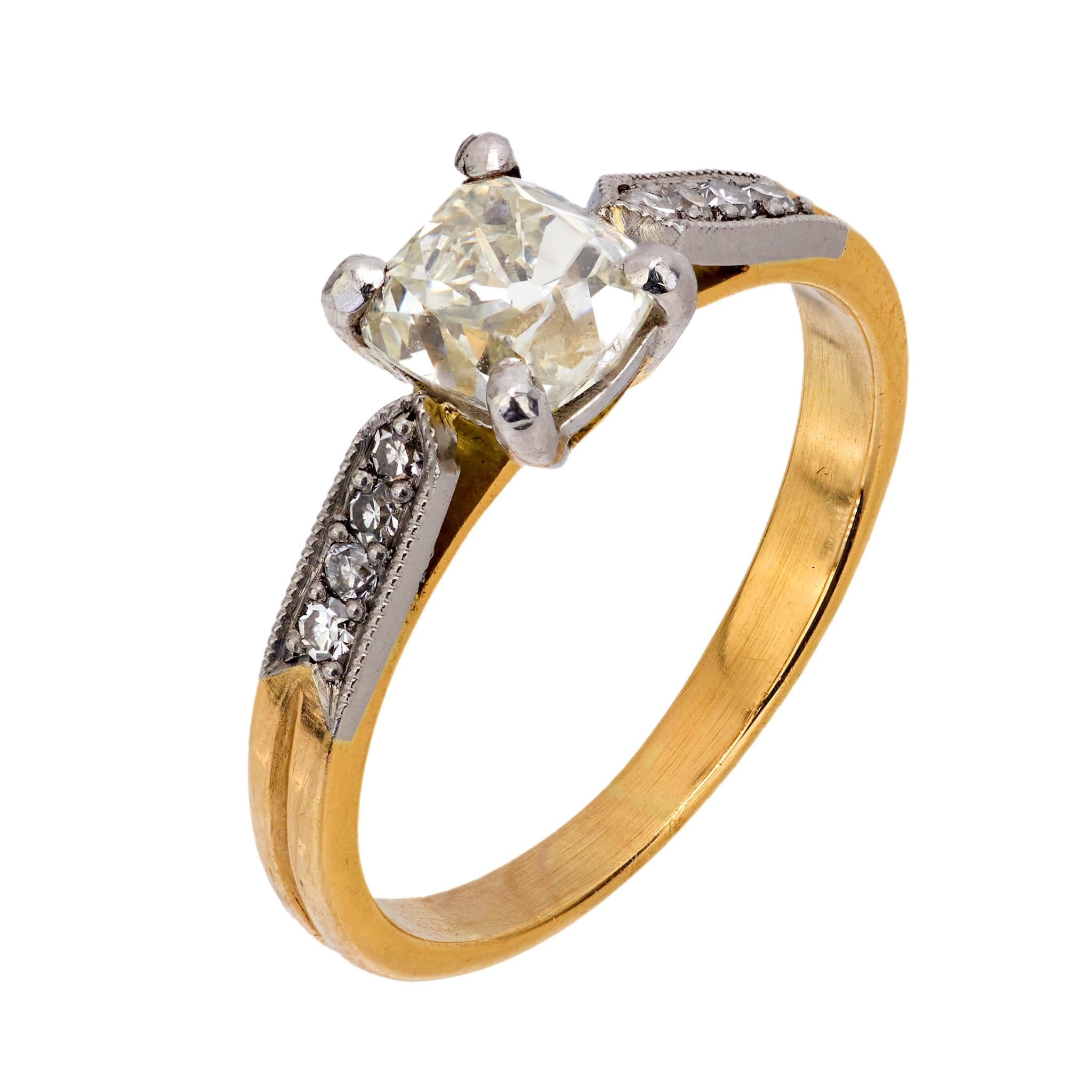 French old mine diamond 18k yellow gold engagement ring – Trumpet & Horn