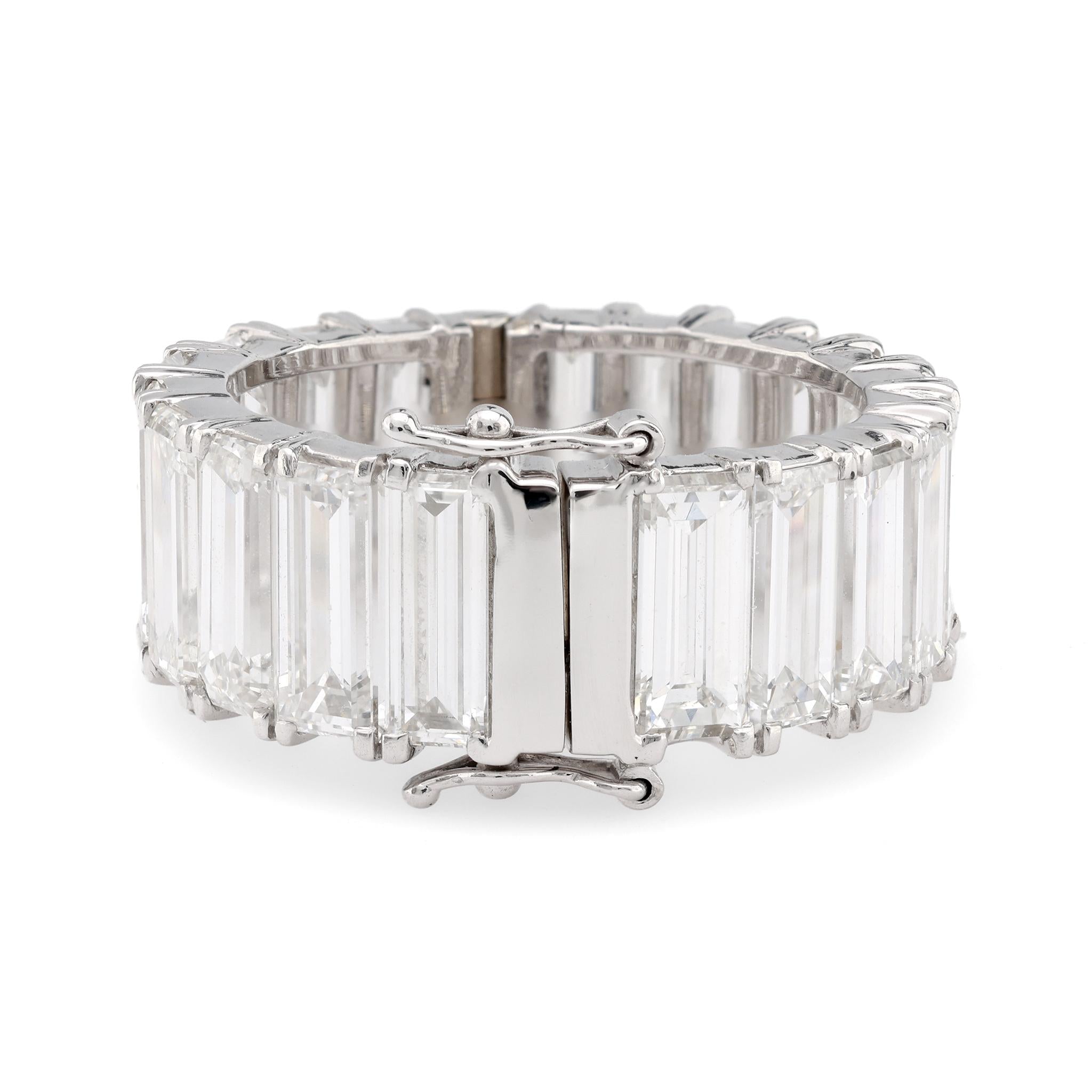 Modern 8 carat total weight diamond platinum eternity band – Trumpet & Horn