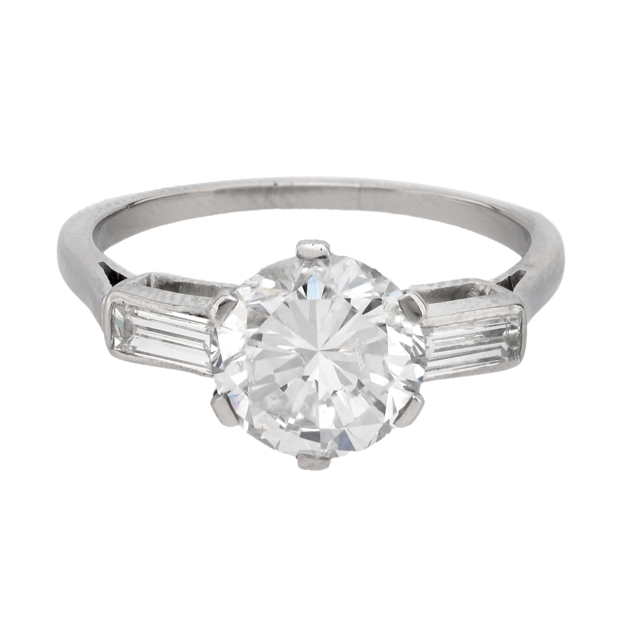 Mid Century GIA 2.05 carat platinum diamond engagement ring – Trumpet ...