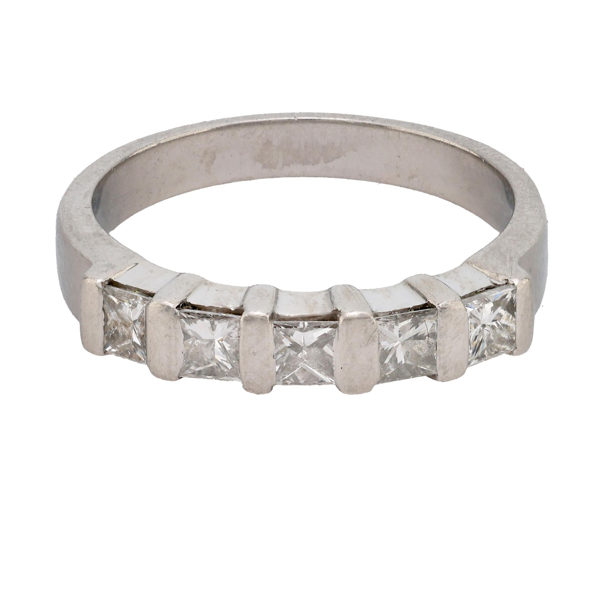 Vintage diamond platinum five stone ring – Trumpet & Horn