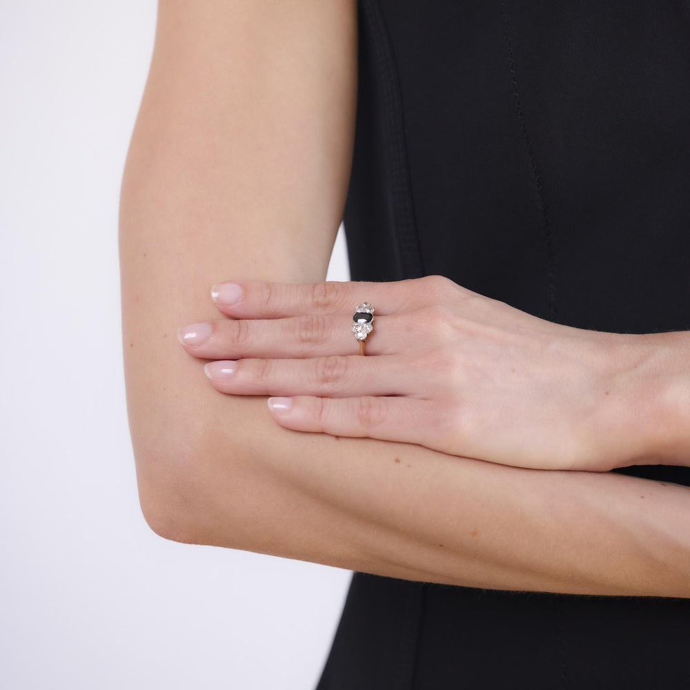 Victorian 1 carat sapphire diamond 18k yellow gold ring – Trumpet & Horn