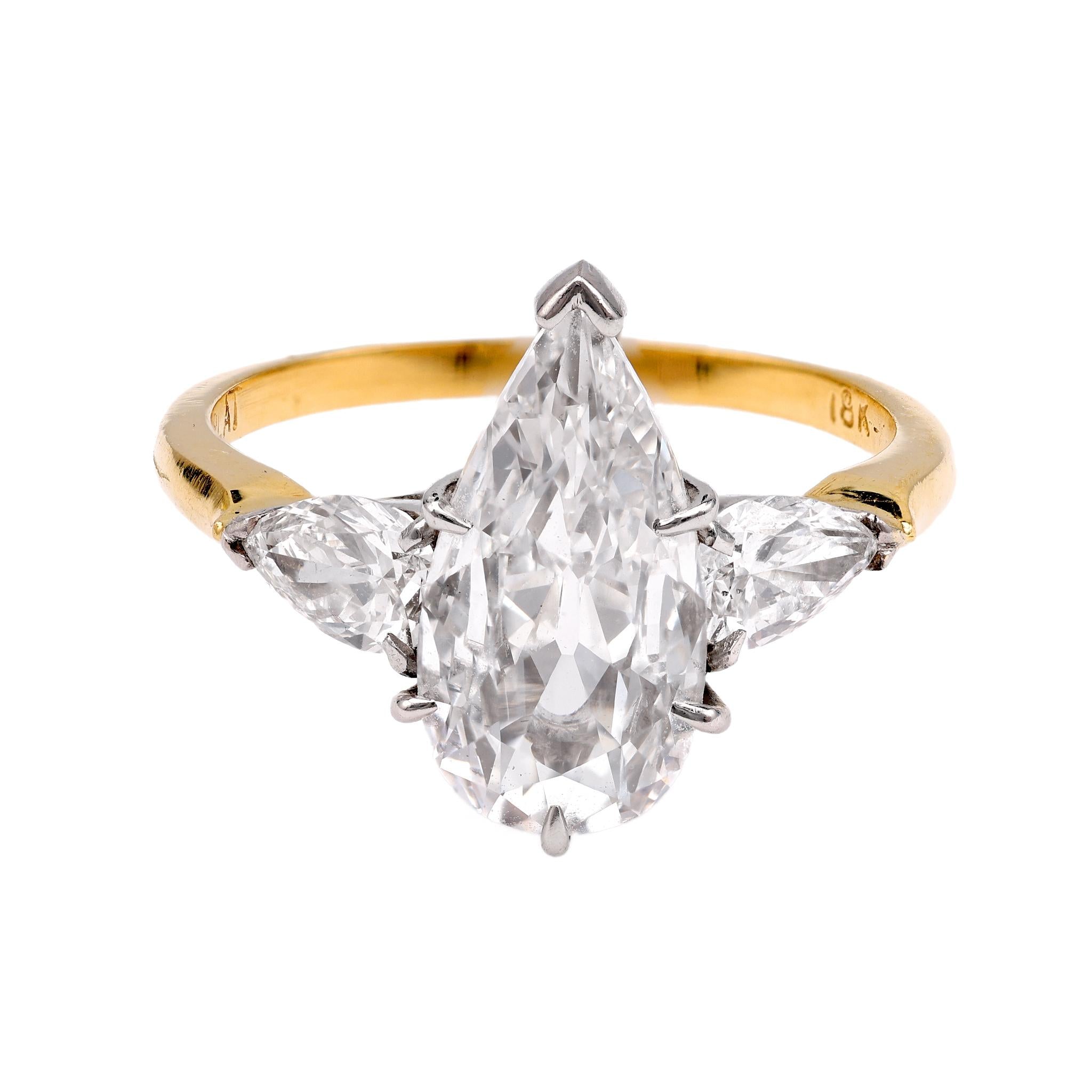 Diamond Three-Stone Ring – Trumpet & Horn